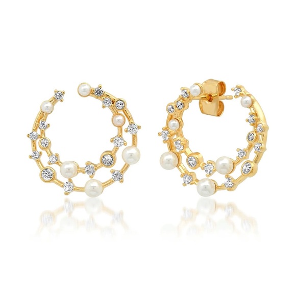 Anthropologie | Jewelry | Nwt Anthropologie Pearl Cz Double Front ...
